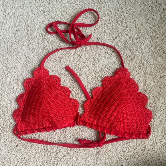 Abercrombie & Fitch | Swim | Abercrombie Fitch Red Crochet Bikini Top ...